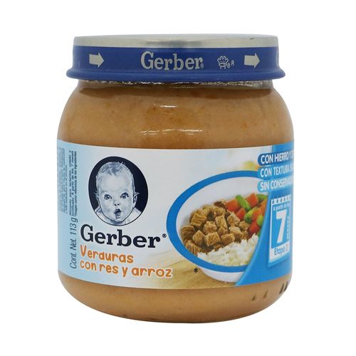 Comida Gerber Etapa 3 170grs Verdura Con Res | Alimento para Bebe ...